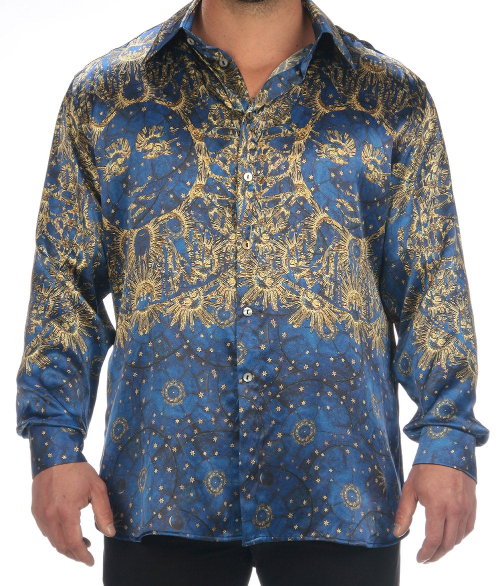 Apollo MAN Pure Mulberry Men's Silk Shirt Solaris Print – Kaliopi Eleni